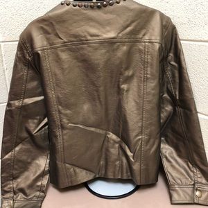 Ruby Rd. | Jackets & Coats | Faux Leather Jacket Bronze Zip Cropped ...